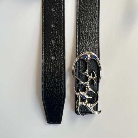 Accessories | Y2k 200s Chrome Futuristic Cross Emblem Black And Silver ...